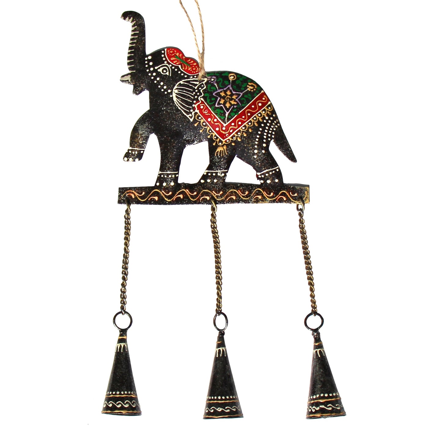 Hand-Painted Embossed Elephant Wind Chimes Made from Recycled Iron ...